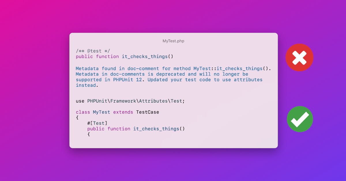 Upgrading Phpunit Metadata In Doc Comments Is Deprecated Use Attributes Instead Paul